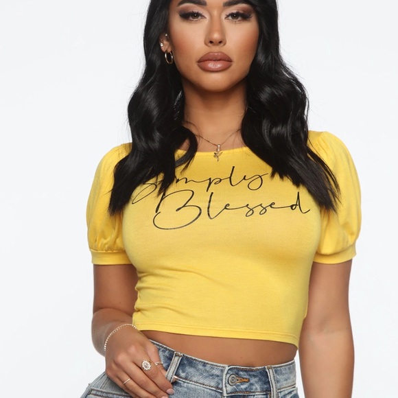 Fashion Nova | Tops | Bright Yellow Cropped Top That Says Simply ...
